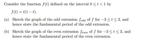 Solved Consider The Function F T Defined On The Interval Chegg