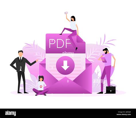 download pdf file group of people with pdf document isometric vector