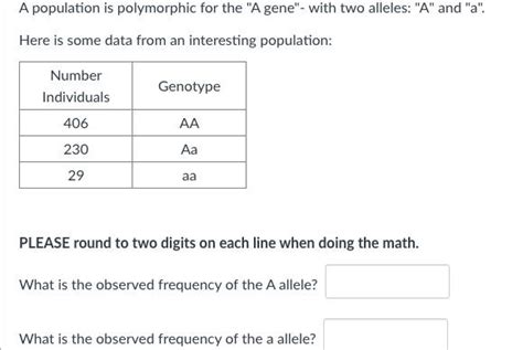 solved a population is polymorphic for the a gene with