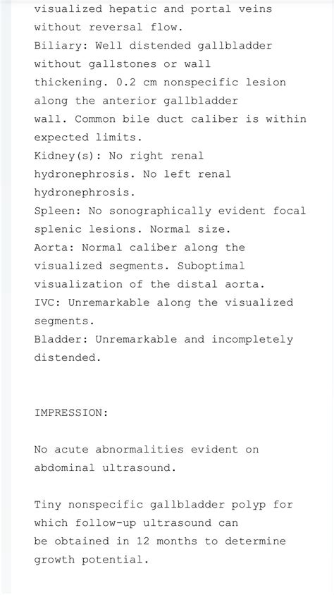 Tiny Nonspecific Gallbladder Polyp For Which Follow Up Ultrasound Can