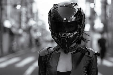 Free Photo Model Wearing Motorcycle Helmet Portrait