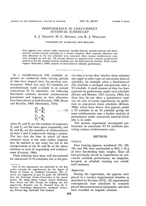 pdf performance in concurrent interval schedules