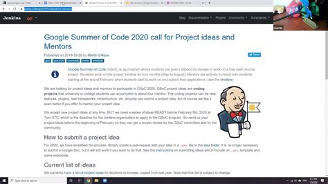Jenkins Gsoc Office Hours How To Submit A Project Idea Status Sync Up Jan 08 2020 Youtube
