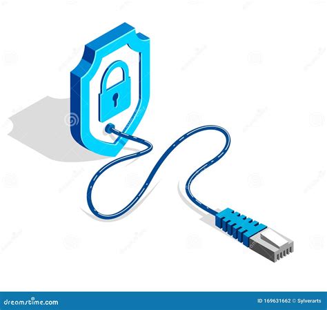 Electronic Data Protection And Cyber Security Vector Isometric