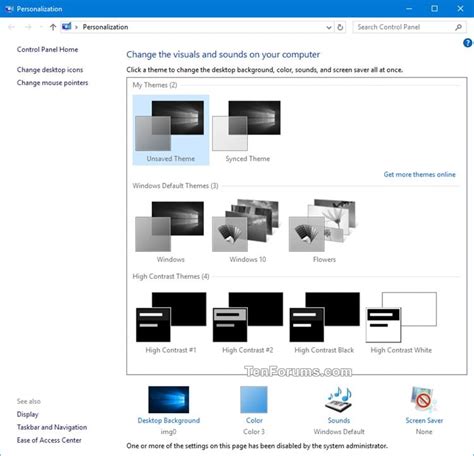 Allow Or Prevent Users To Change Or Save A Theme In Windows Tutorials
