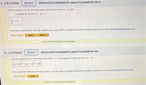 Solved Find An Equation For The Line That Passes Through The