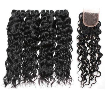 Ishow Hair Indian Water Wave Hair 4 Bundles With Lace Closure Wet And
