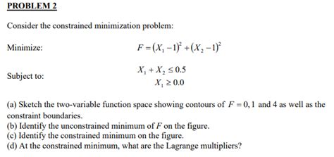 Solved Problem 2 Consider The Constrained Minimization
