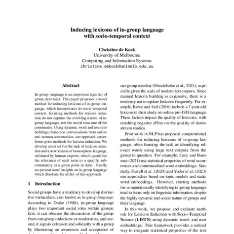 Inducing Lexicons Of In Group Language With Socio Temporal Context Acl Anthology