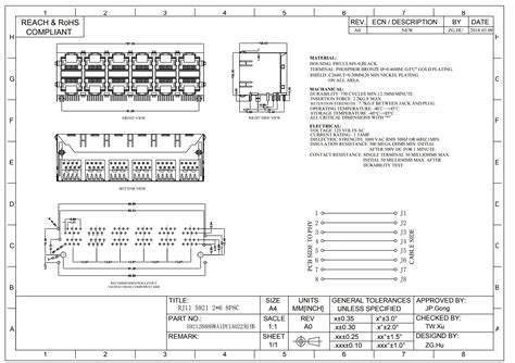 Rj45 Multi Port Rj45 Connector Without Filter Ethernet Socket Modular Interface Dimud