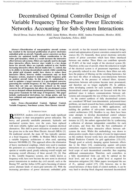 Pdf Decentralised Optimal Controller Design Of Variable Frequency