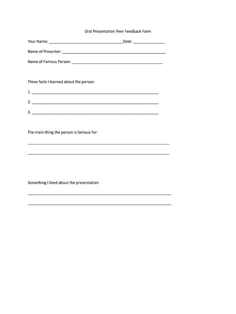 Oral Presentation Peer Feedback Form Fill Online Printable Fillable Blank Pdffiller