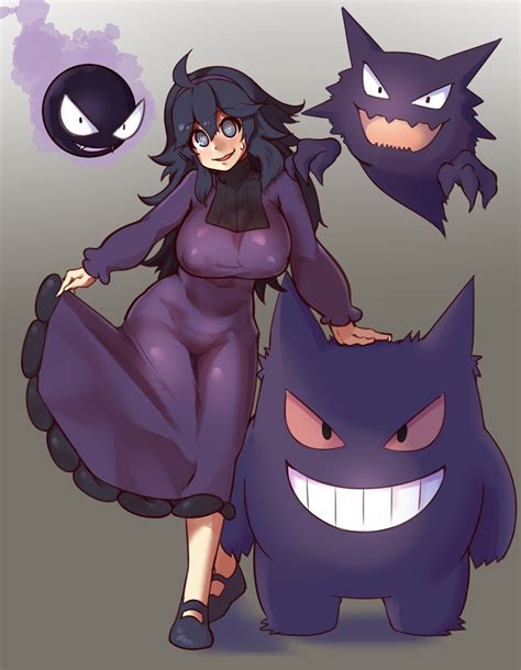 Hex Maniac Gengar Gastly And Haunter Pokemon And 1 More Drawn By