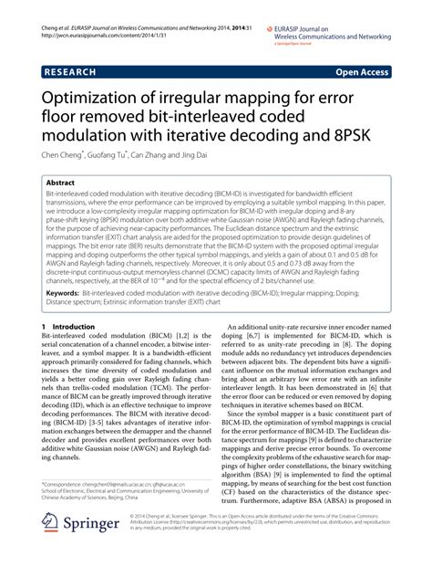 Pdf Optimization Of Irregular Mapping For Error Floor Removed Bit