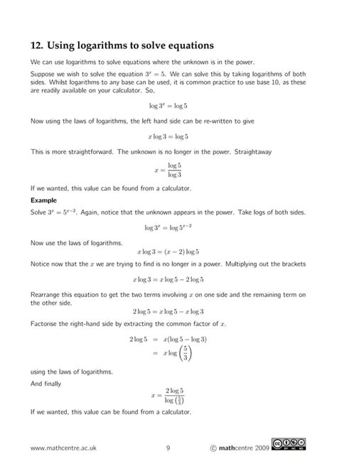 logarithms text pdf