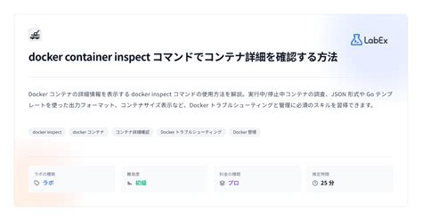 Docker Container Inspect コマンドでコンテナ詳細を確認する方法 Docker 運用ガイド Labex