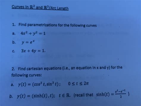 solved curves in r2 and r3 arc length 1 find