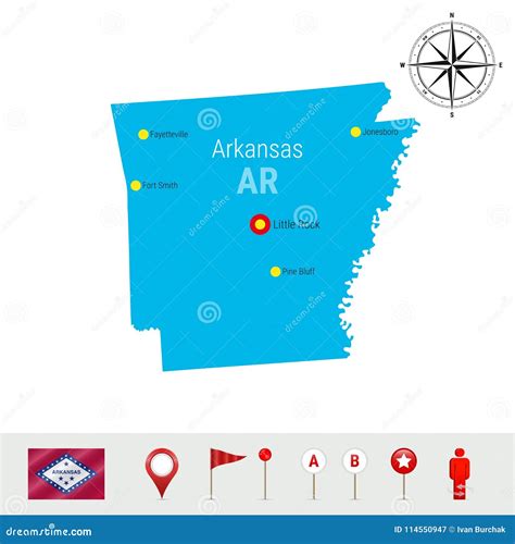 Arkansas Vector Map Isolated On White Background High Detailed Silhouette Of Arkansas State