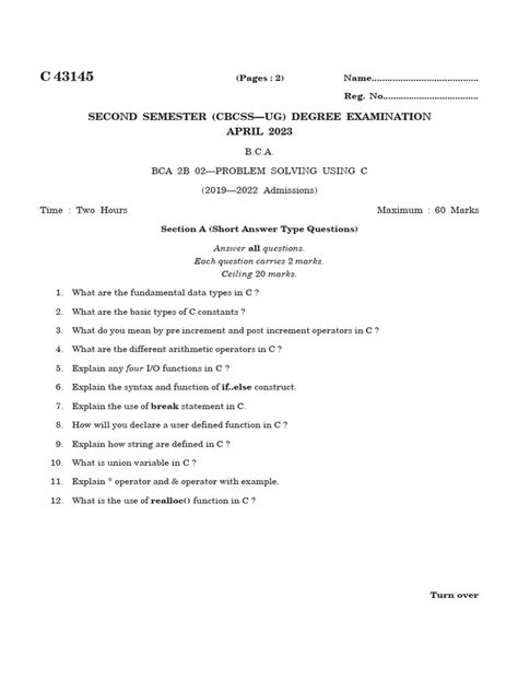 Problem Solving Using C 2023 Pdf C Programming Language Pointer