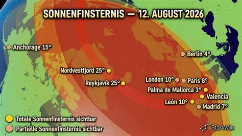 Totale Sonnenfinsternis Am 12 August 2026 Karte Uhrzeit Gebiete Zum
