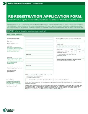 Fillable Online RE REGISTRATION APPLICATION FORM Online IPS Fax Email Print PdfFiller