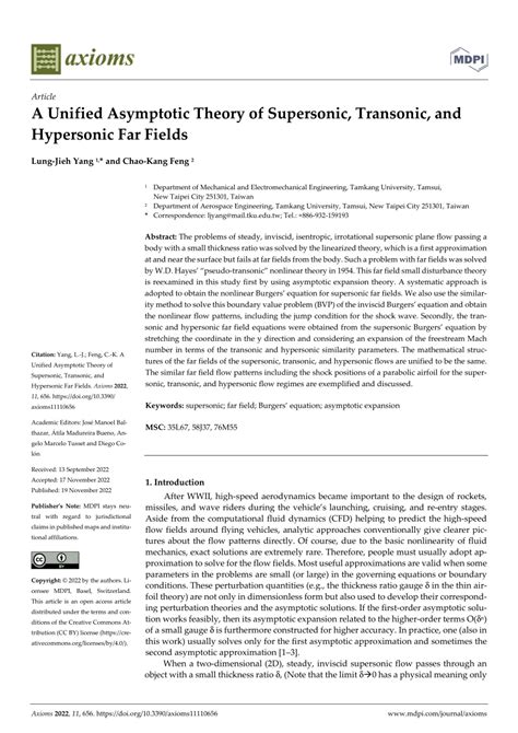 Pdf A Unified Asymptotic Theory Of Supersonic Transonic And