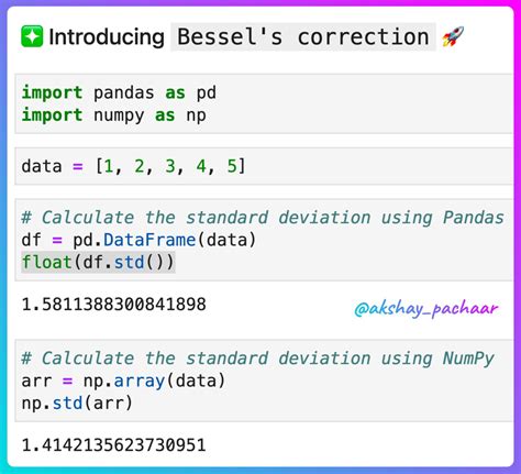 Akshay 🚀 On Twitter Pandas And Numpy Return Different Values Of Standard Deviation 🐼 🧮 💭