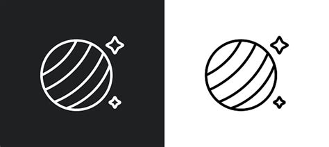 Uranus With Satellite Outline Icon In White And Black Colors Uranus