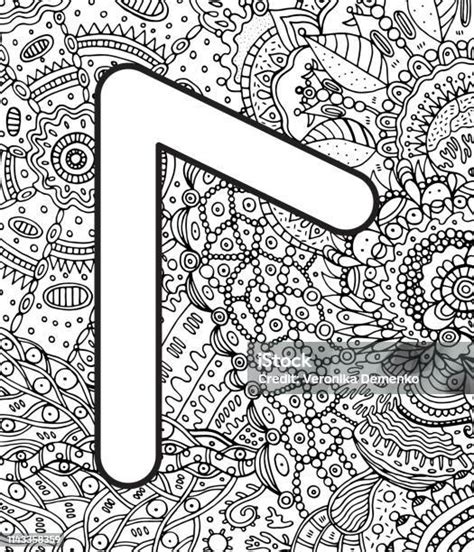 낙서 장식 배경으로 고 대 스칸디나비아 룬 Lagu 성인을 위한 색칠 페이지 환각 환상적인 신비 작품 벡터 일러스트 색칠하기에 대한 스톡 벡터 아트 및 기타 이미지 Istock