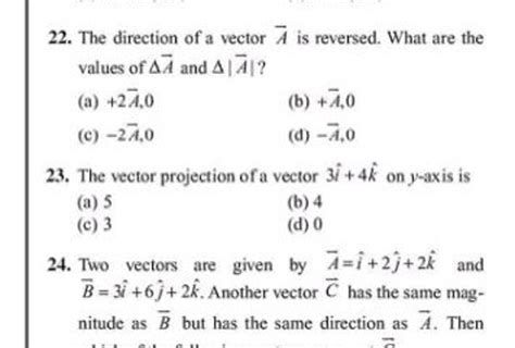 The Vector Projection Of A Vector 3i4k On Y Axis Is Filo