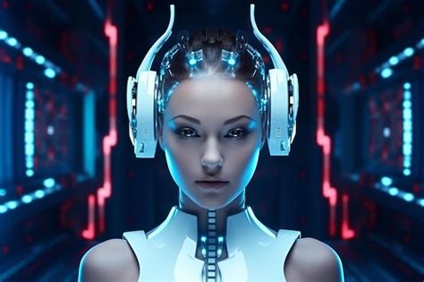 Premium Photo Futuristic Ai Android Robot Beautiful Female Woman
