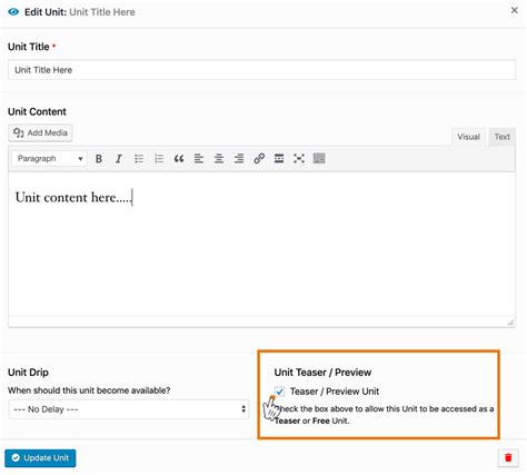How Do I Create A Course Unit Teaserpreview Wp Courseware Support