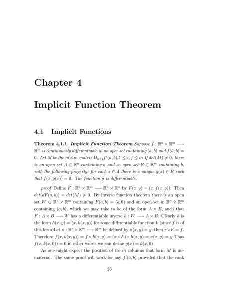 Chapter 4 Implicit Function Theorem 41 Implicit Functions