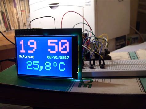 Vlad Gheorghe Ceas Cu Alarma Si Termometru Cu Arduino Promini Tft 2 2 Ili9163 Ds3231 Ds18b20