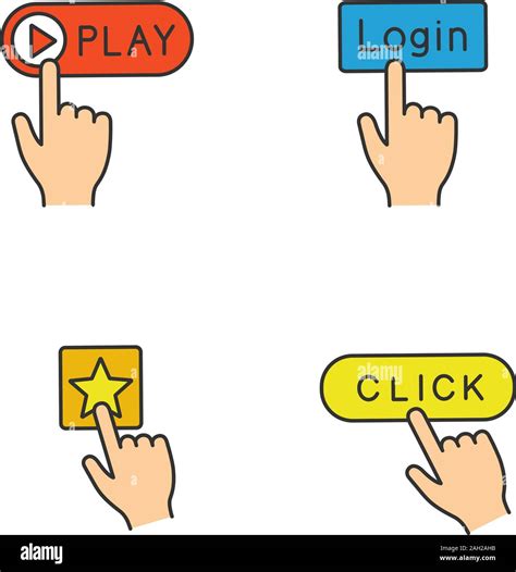 App Buttons Color Icons Set Click Play Login Add To Favorite