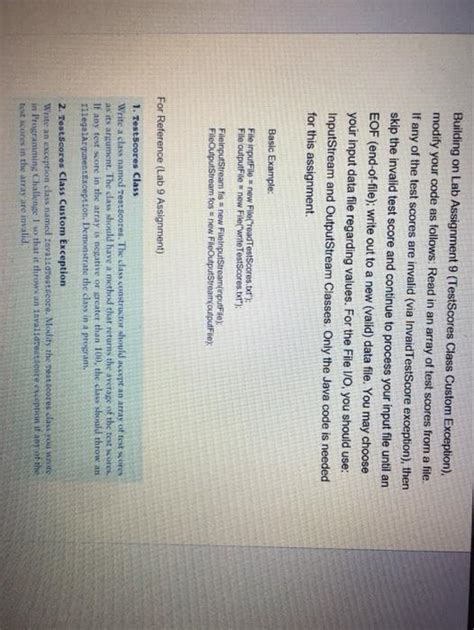 Solved Building On Lab Assignment 9 Testscores Class Custom