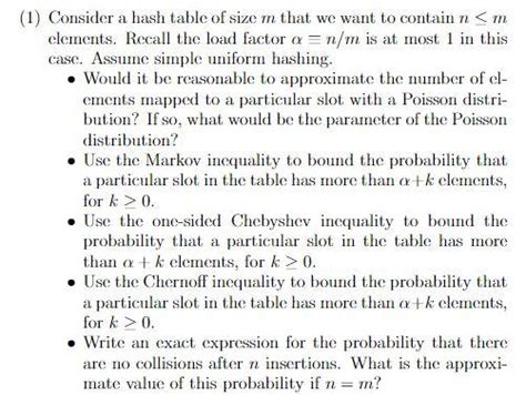 1 Consider A Hash Table Of Size M That We Want To