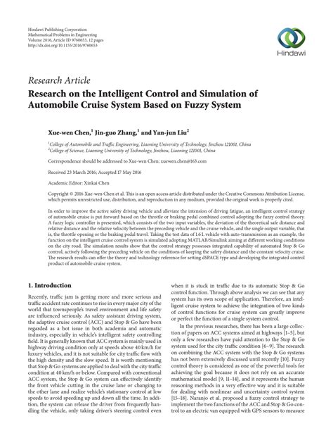 Pdf Research On The Intelligent Control And Simulation Of Automobile