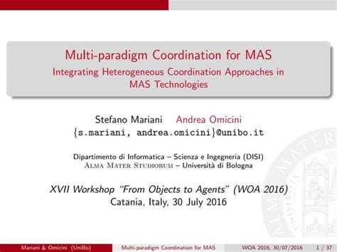 Multi Paradigm Coordination For Mas Ppt