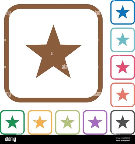 Favorite Simple Icons In Color Rounded Square Frames On White Background Stock Vector Image