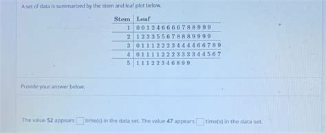 answered a set of data is summarized by the stem… bartleby