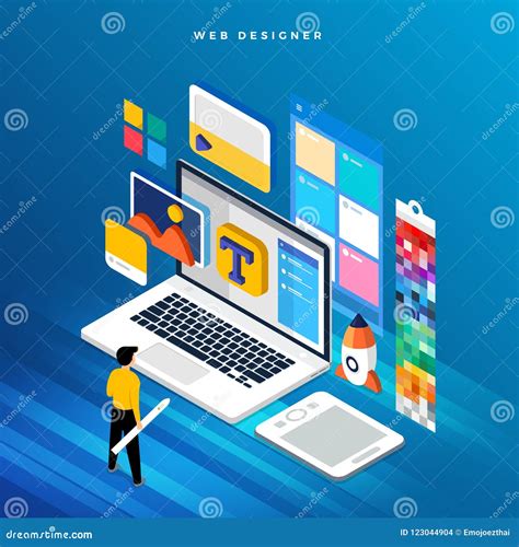 Isometric Flat Design Concept Web Designer Vector Illustration Stock Vector Illustration Of