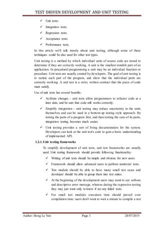 Test Driven Development And Unit Testing With Examples In C DOCX