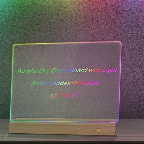 Amazon.com : Wireless Acrylic Dry Erase Board with Light - 12 x 10" Light Up Dry Erase Board ...
