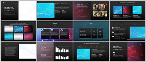 웹 사이트 디자인 프리젠 테이션 포트폴리오를위한 벡터 템플릿 프레젠테이션 슬라이드 전단지 전단지 브로셔 커버 보고서 템플릿 점과 선을 연결하는 다각형 과학 배경 35 39