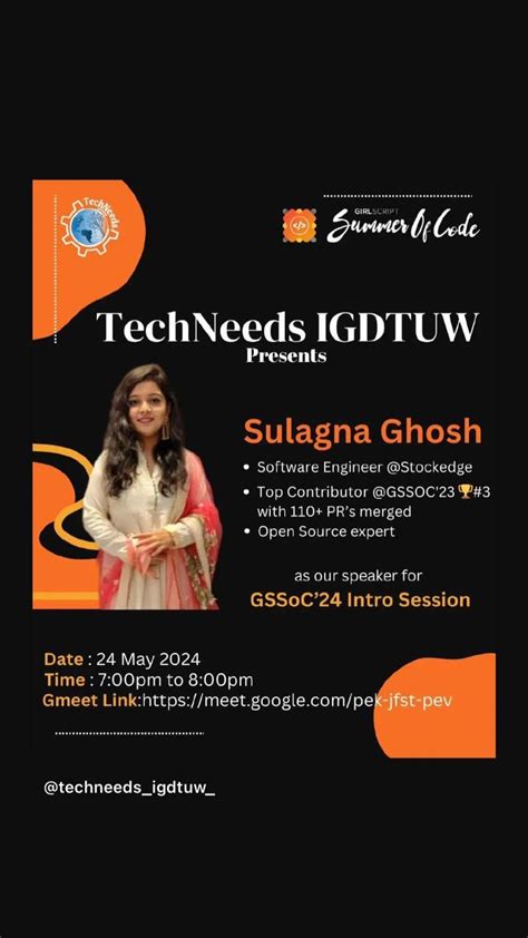 Sulagna Ghosh On Linkedin Gssoc24 Techneeds Opensource Speakerlife
