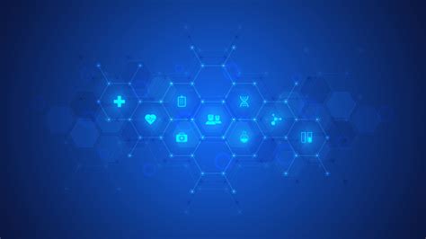 평평한 아이콘과 기호와 의료 및 기술 개념 건강 관리 사업 혁신 의학 과학 배경 의학 연구를위한 템플릿 디자인 0명에 대한 스톡 벡터 아트 및 기타 이미지 Istock