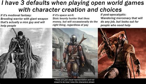 Hello First Time Poster Here Do You Guys Have Defaults When Starting Out An RPG Game R