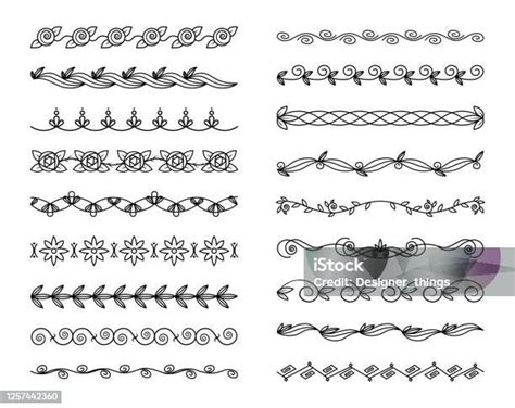 테두리 장식 분할을 스케치합니다 손으로 그린 낙서 손톱 장식의 디자인 요소 잉크 펜 프레임 테두리입니다 장식 소용돌이 세트 개체