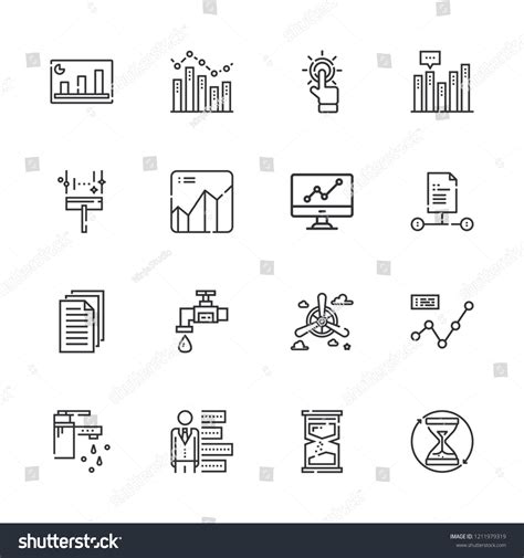 Collection 16 Flow Outline Icons Include Stock Vector Royalty Free 1211979319 Shutterstock